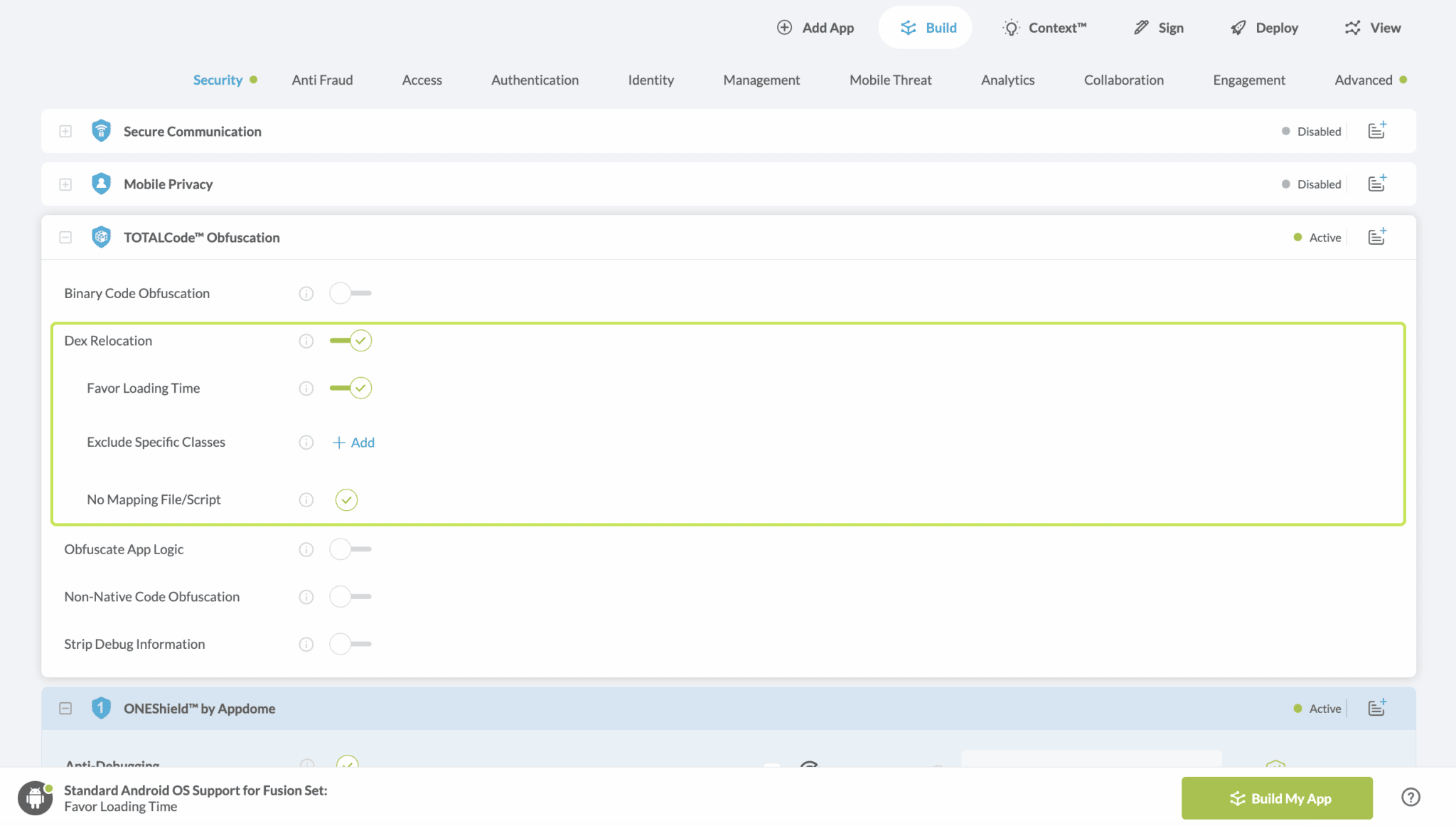 Appdome | Optimize Load Time for Android Dex Obfuscation